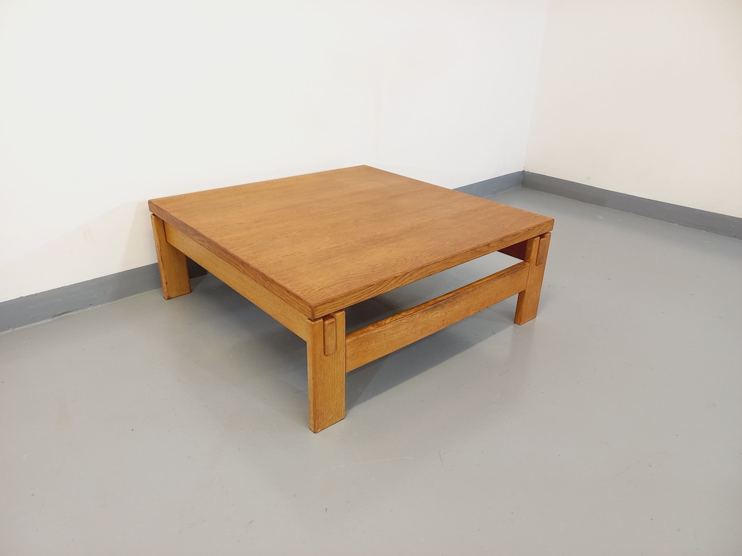Vintage Square Coffee Table in Solid Oak Wood From the 60s 70s - Etsy