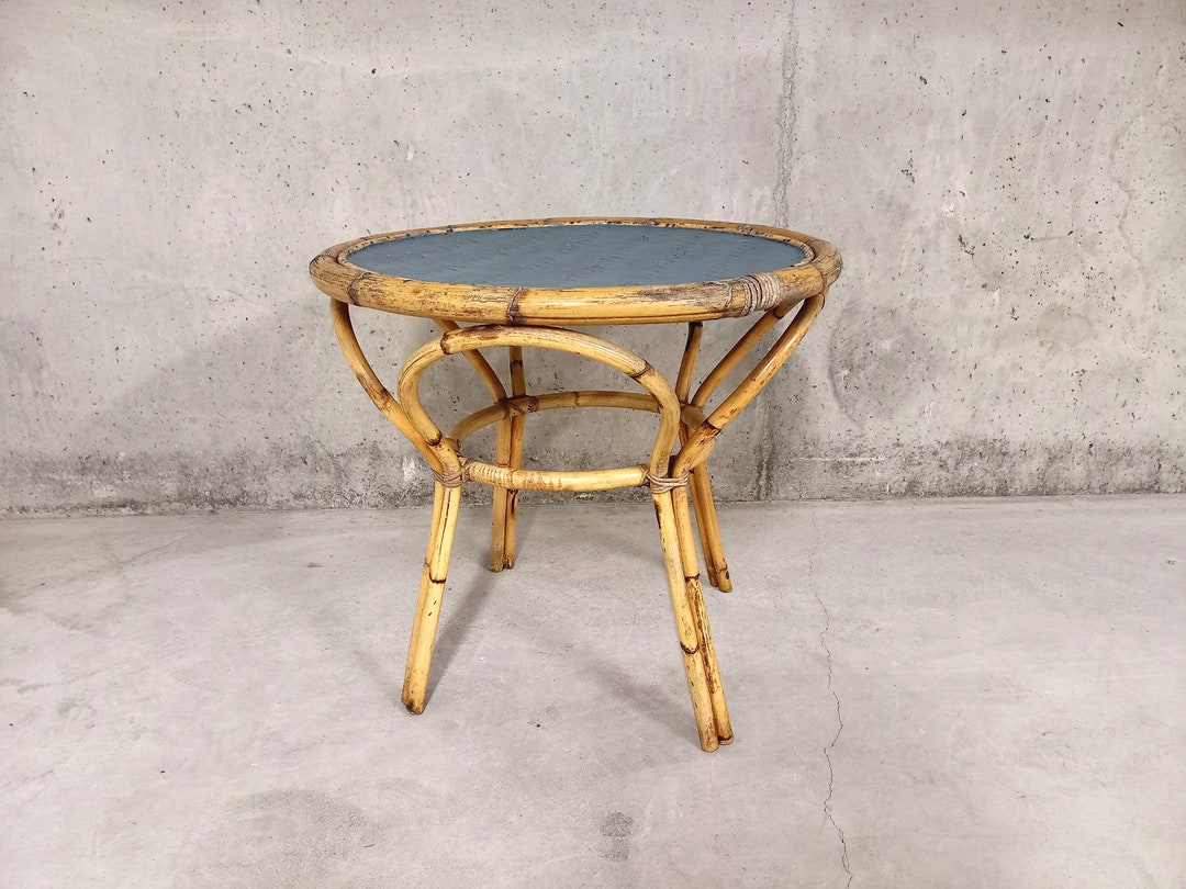 Vintage Rattan Side Table From the 60s - Etsy