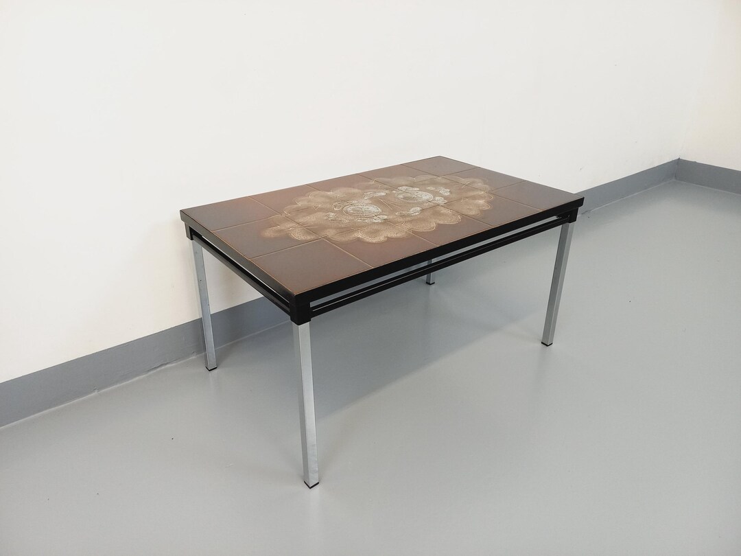 Vintage Rectangular Coffee Table From the 60s 70s in Ceramic, Black ...