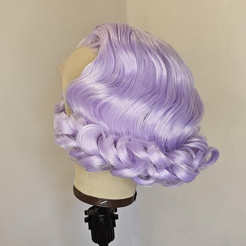 Pastel Lilac Curly Bob Wig: 1930s/40s Vintage Hairstyle - Ready to Ship ...