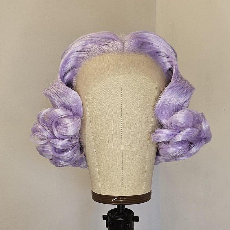 Pastel Lilac Curly Bob Wig: 1930s/40s Vintage Hairstyle - Ready to Ship ...