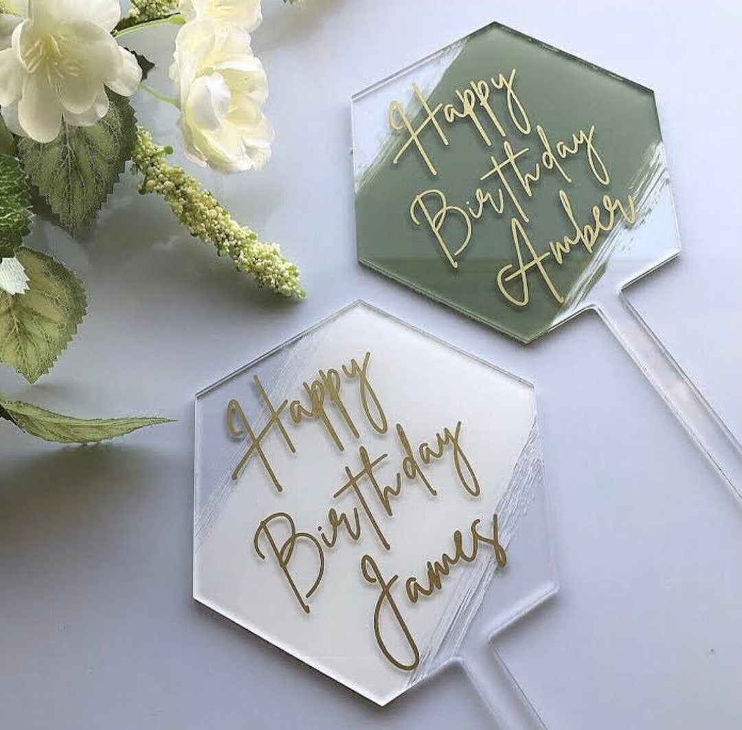 Acrylic Hexagon Cake Toppers for Birthdays and Weddings - Etsy