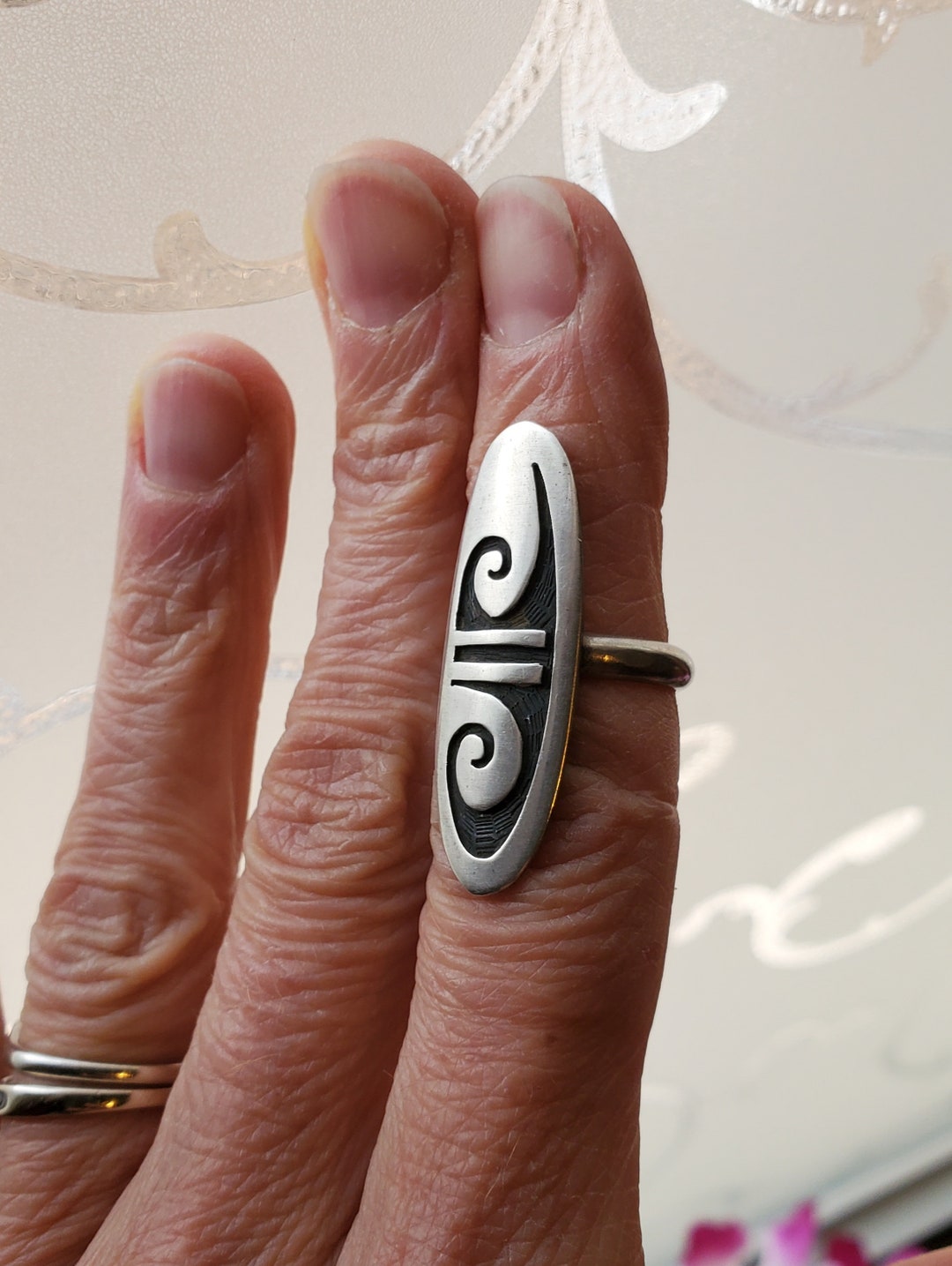 Signed Native American Hopi Sterling Sterling Waves Overlay - Etsy