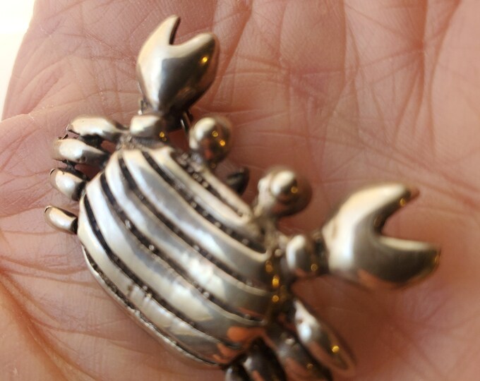 Sterling Silver Crab Pin - Etsy