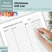 Printable Christmas List, Printable Gift Tracker, Christmas Gift List ...