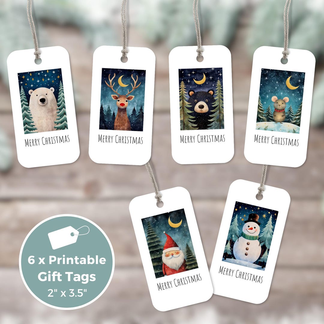 Printable Christmas Gift Tags, 6 Cute Holiday Gift Tags With Santa ...