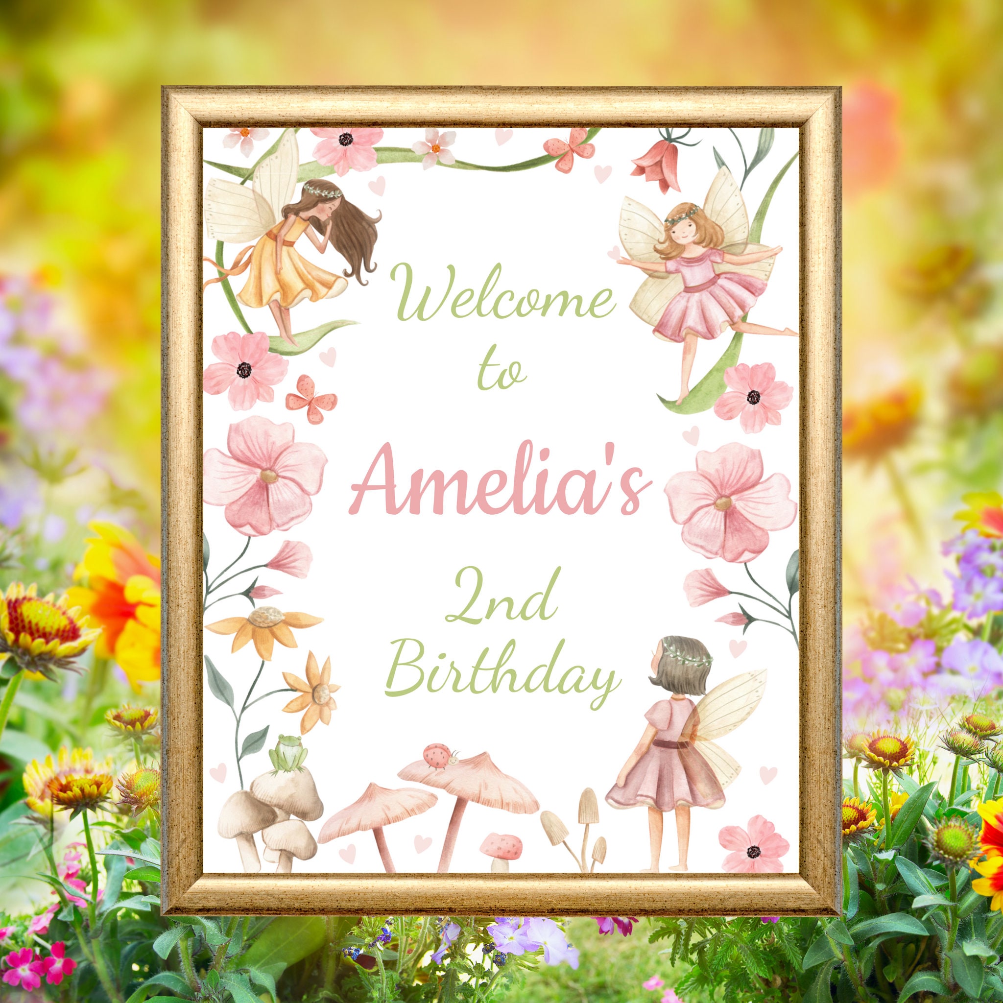 Editable Fairy Birthday Party Welcome Sign, Magical Fairy Party Custom ...