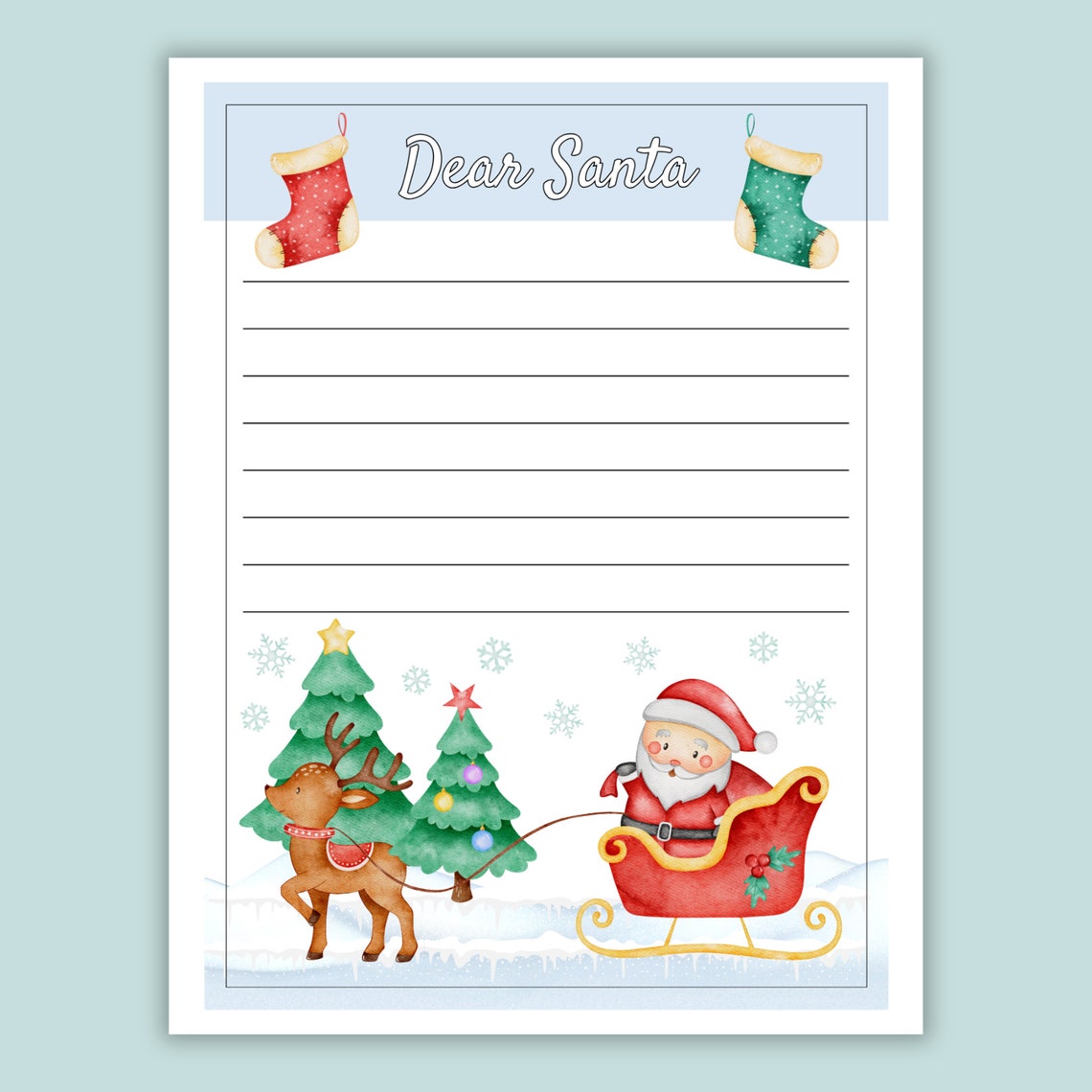 Letter to Santa Printable Easy to Print Letter to Santa Letter Instant ...
