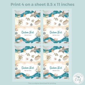 Editable Under the Sea Food Buffet Label Tent Card Food Place Cards ...