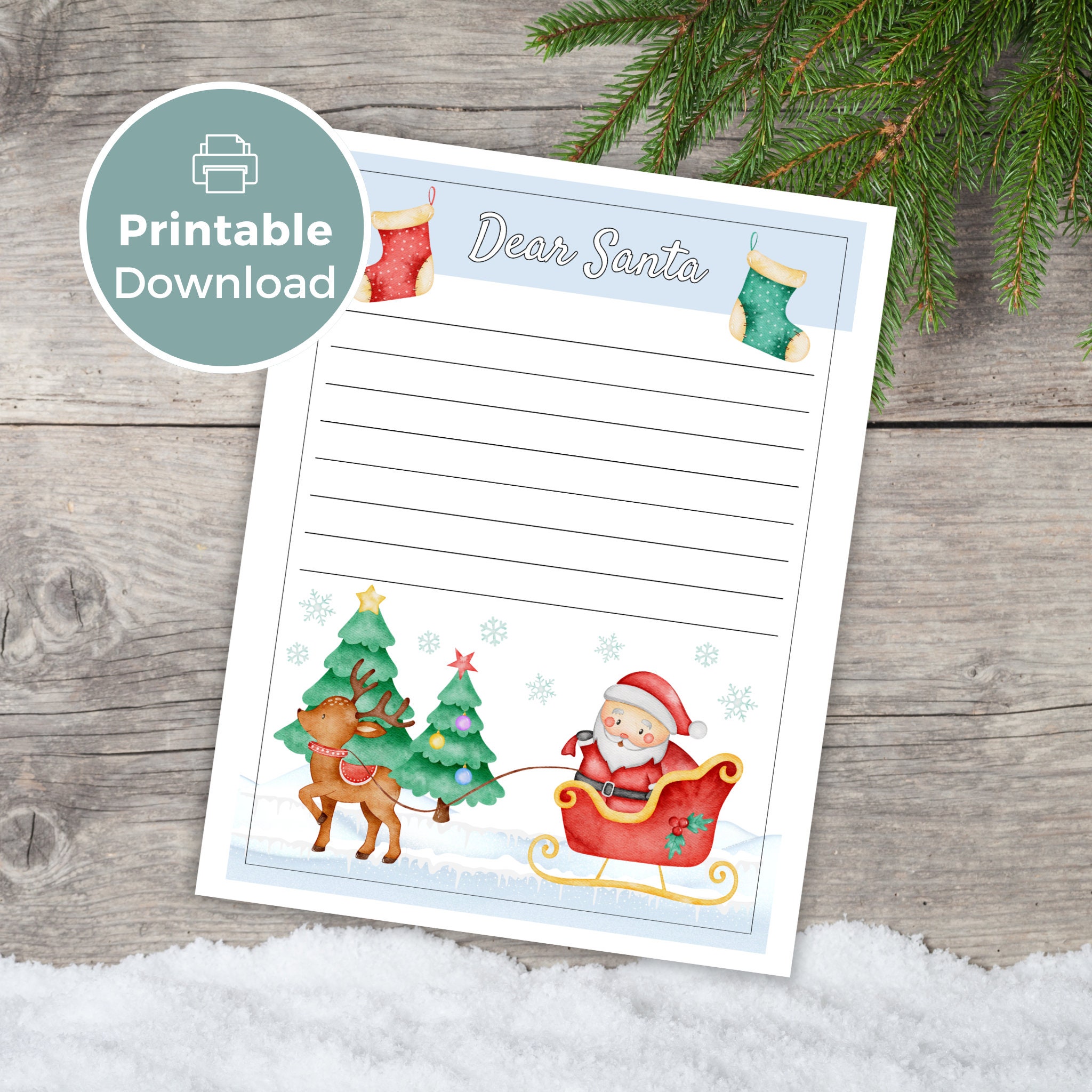Letter to Santa Printable Easy to Print Letter to Santa Letter Instant ...