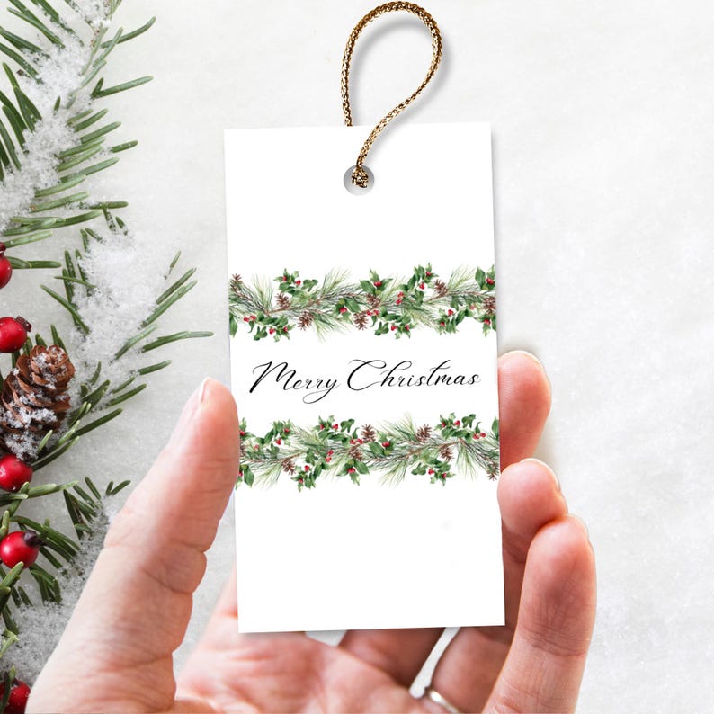Printable Christmas Gift Tag Instant Download, Festive Christmas Favour ...