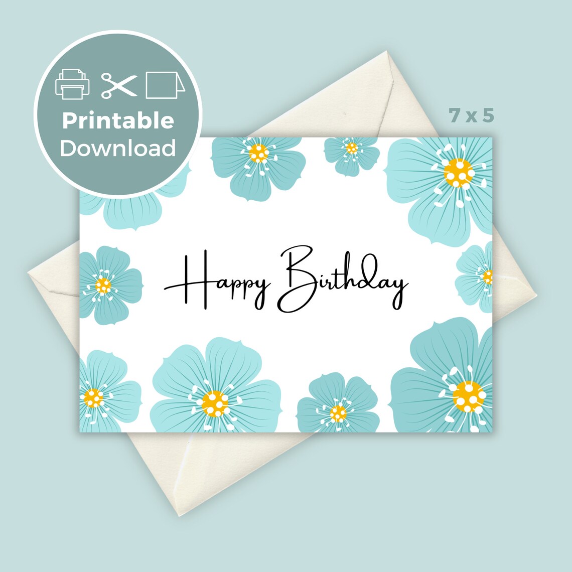 Printable Birthday Card With Flowers, Floral Birthday Printable ...