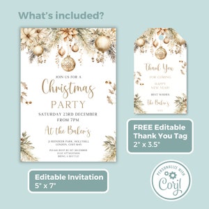 Christmas Party Invitation Editable Boho Christmas Party Invitation ...
