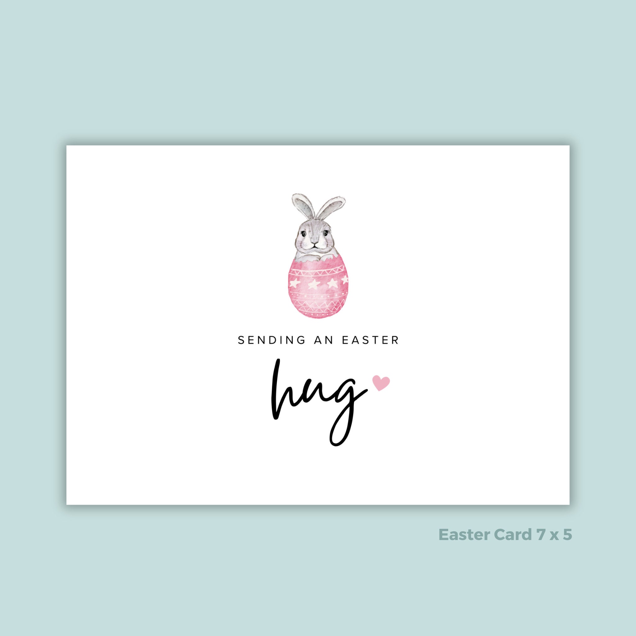 Easter Bunny Card Printable, DIY Easter Greeting Card, Holiday Card DIY ...