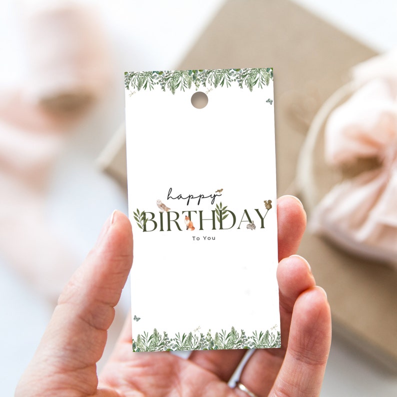 Printable Woodland Animals Birthday Gift Tag, Cute Animal Gift Tags ...