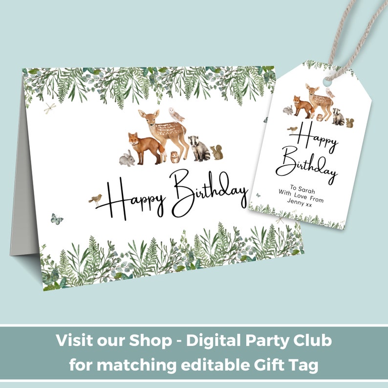 Printable Birthday Card With Woodland Animals, Birthday Card Animals ...