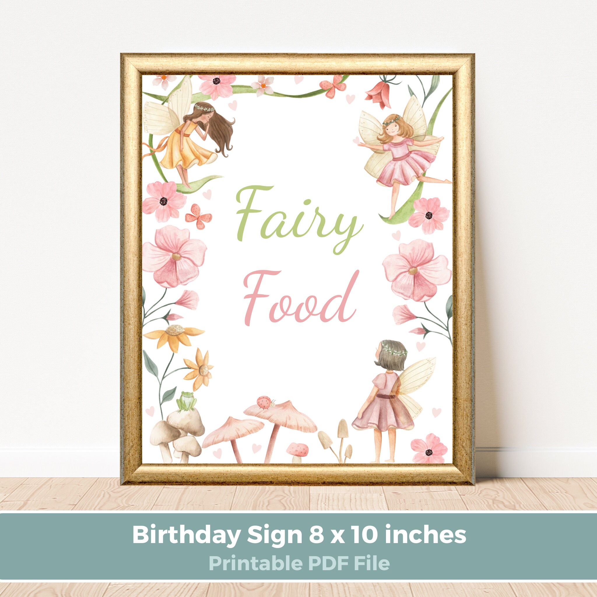 Printable Fairy Birthday Party Food Sign, Pixie Fairy Birthday Party ...