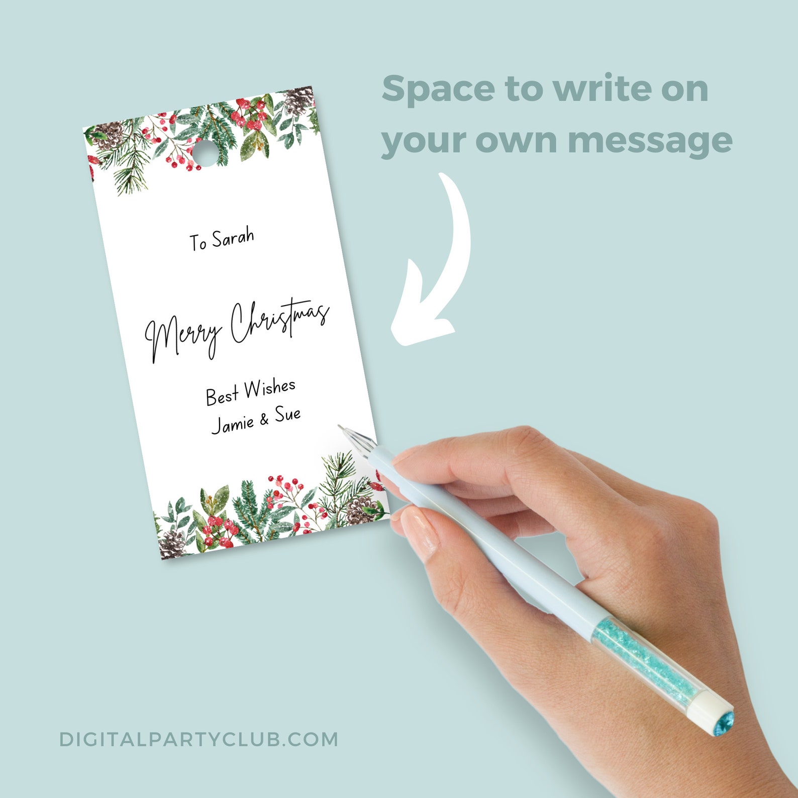 Printable Christmas Gift Tag Instant Download, Festive Christmas Favour ...