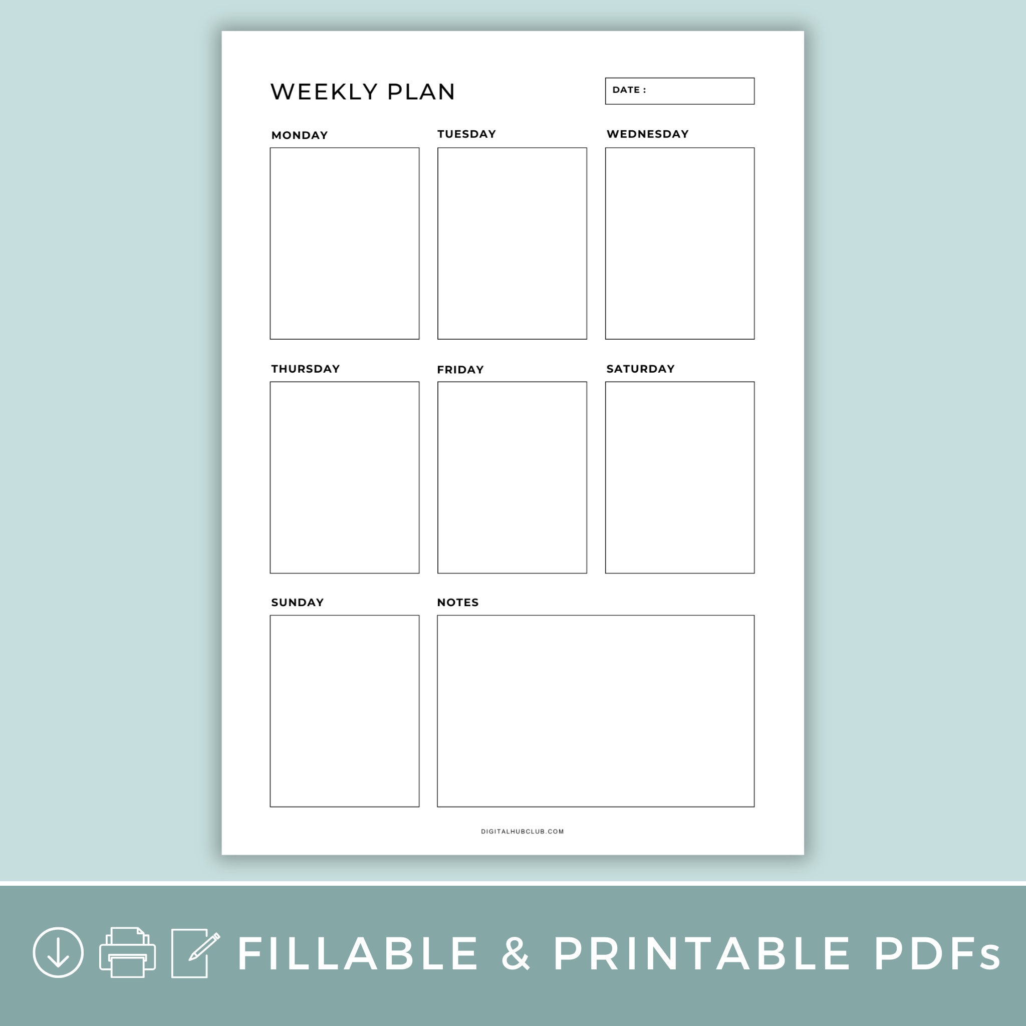 Weekly Planner Printable, Weekly Planner Fillable, Weekly to Do List ...