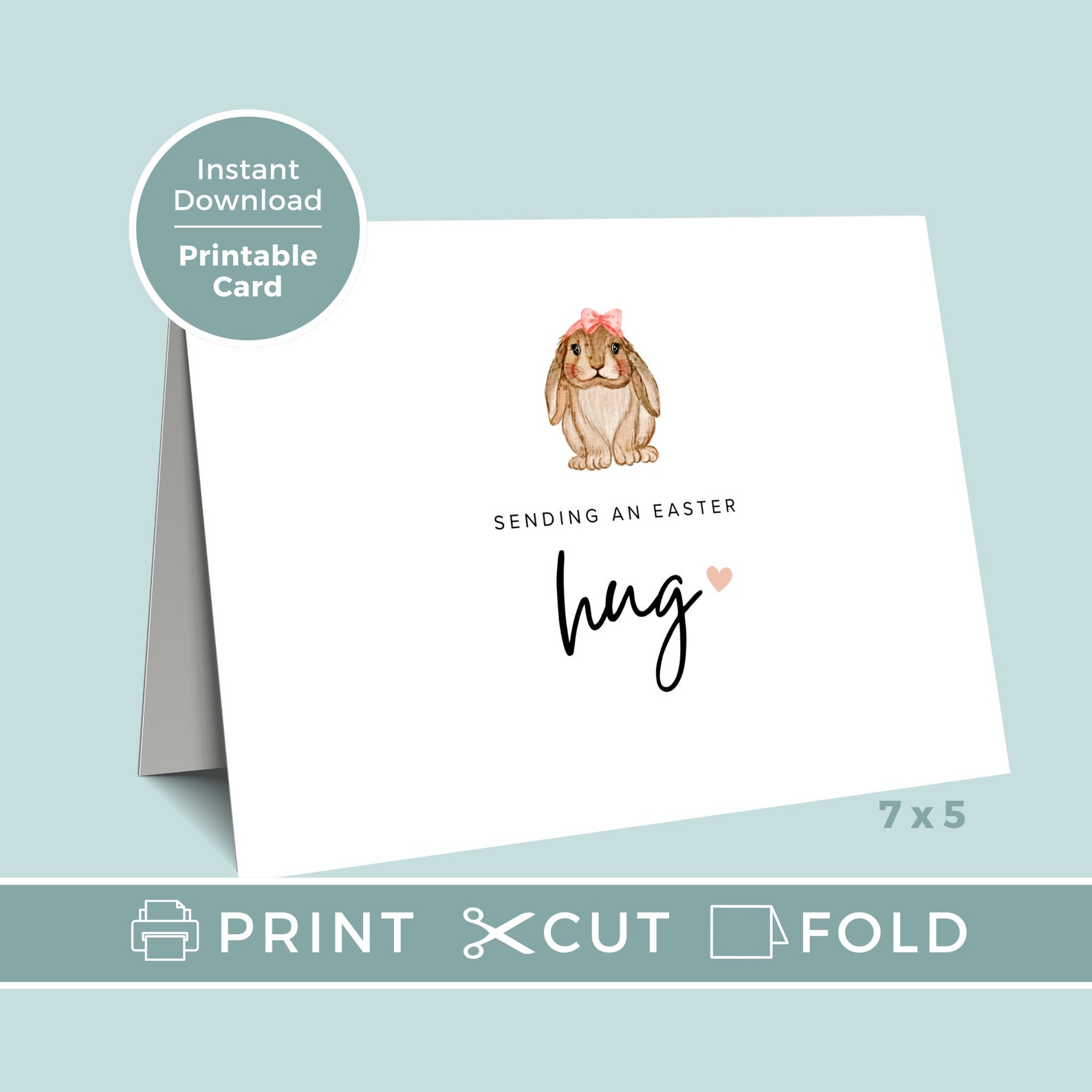 Easter Bunny Card Printable, Bunny Design, Easter Greetings, DIY Easter ...