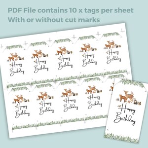 Printable Birthday Gift Tag Woodland Animal, Fox Deer Owl Gift Tag ...