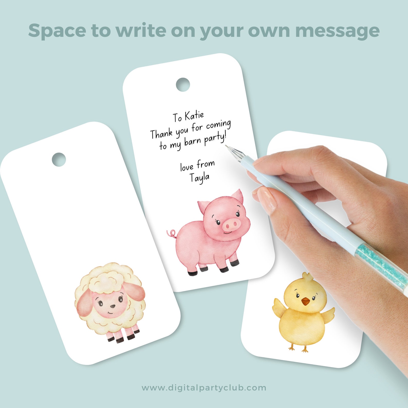 Farm Animal Gift Tags, Printable Children's Gift Tags, 6 Party Gift ...