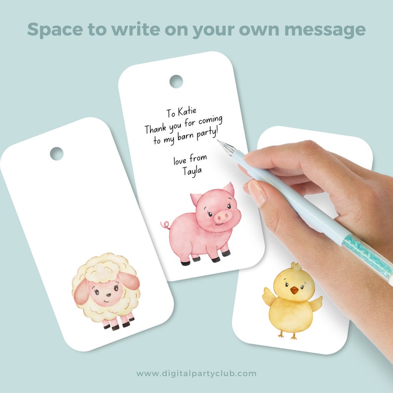 Farm Animal Gift Tags, Printable Children's Gift Tags, 6 Party Gift ...
