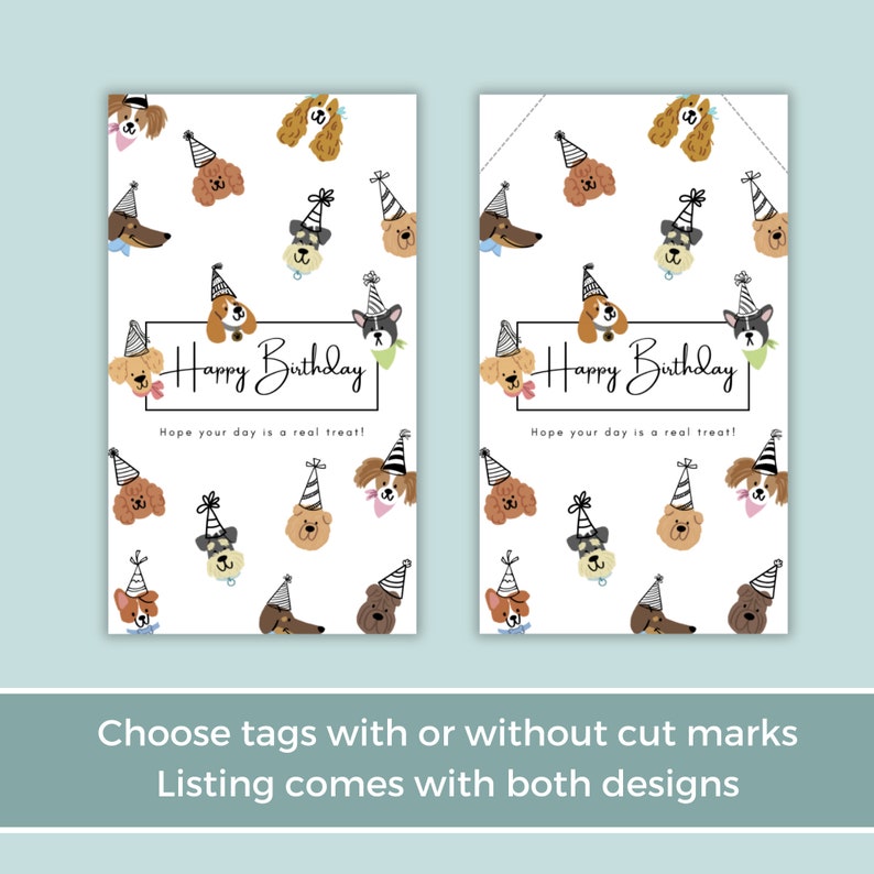 Printable Birthday Gift Tag Cute Dogs, Print at Home, Instant Download ...