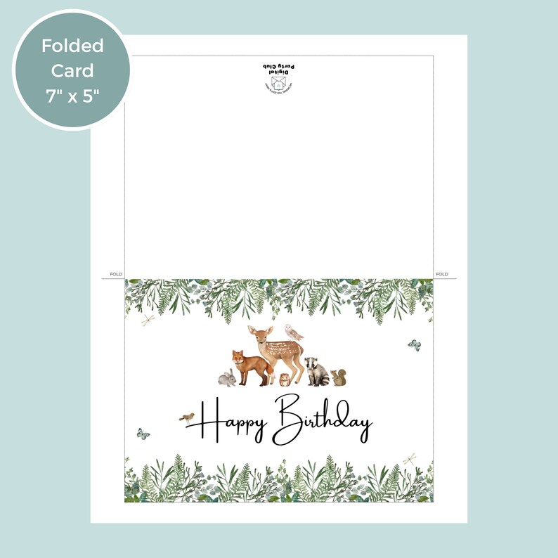 Printable Birthday Card With Woodland Animals, Birthday Card Animals ...