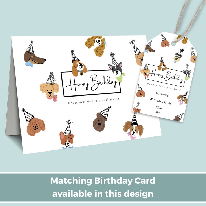 Personalised Happy Birthday Gift Tag With Dogs, Gift Tag Print at Home ...
