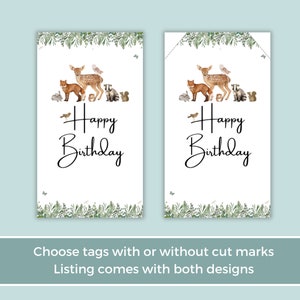 Printable Birthday Gift Tag Woodland Animal, Fox Deer Owl Gift Tag ...