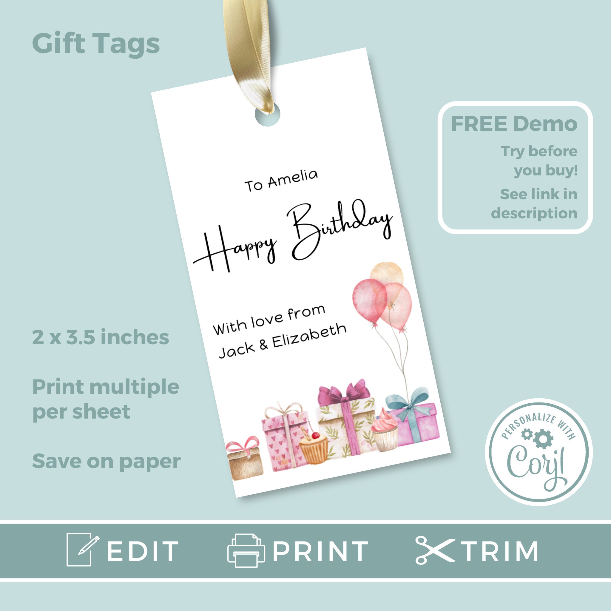 Happy Birthday Gift Tag Editable With Presents, Happy Birthday Gift Tag ...