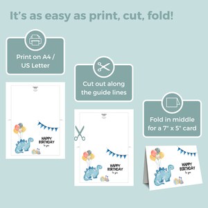 Printable Dinosaur Birthday Card, Birthday Greeting Card, Kids Dino ...