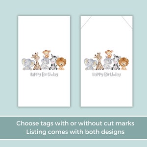 Printable Birthday Gift Tag With Jungle Animals, Cute Safari ...