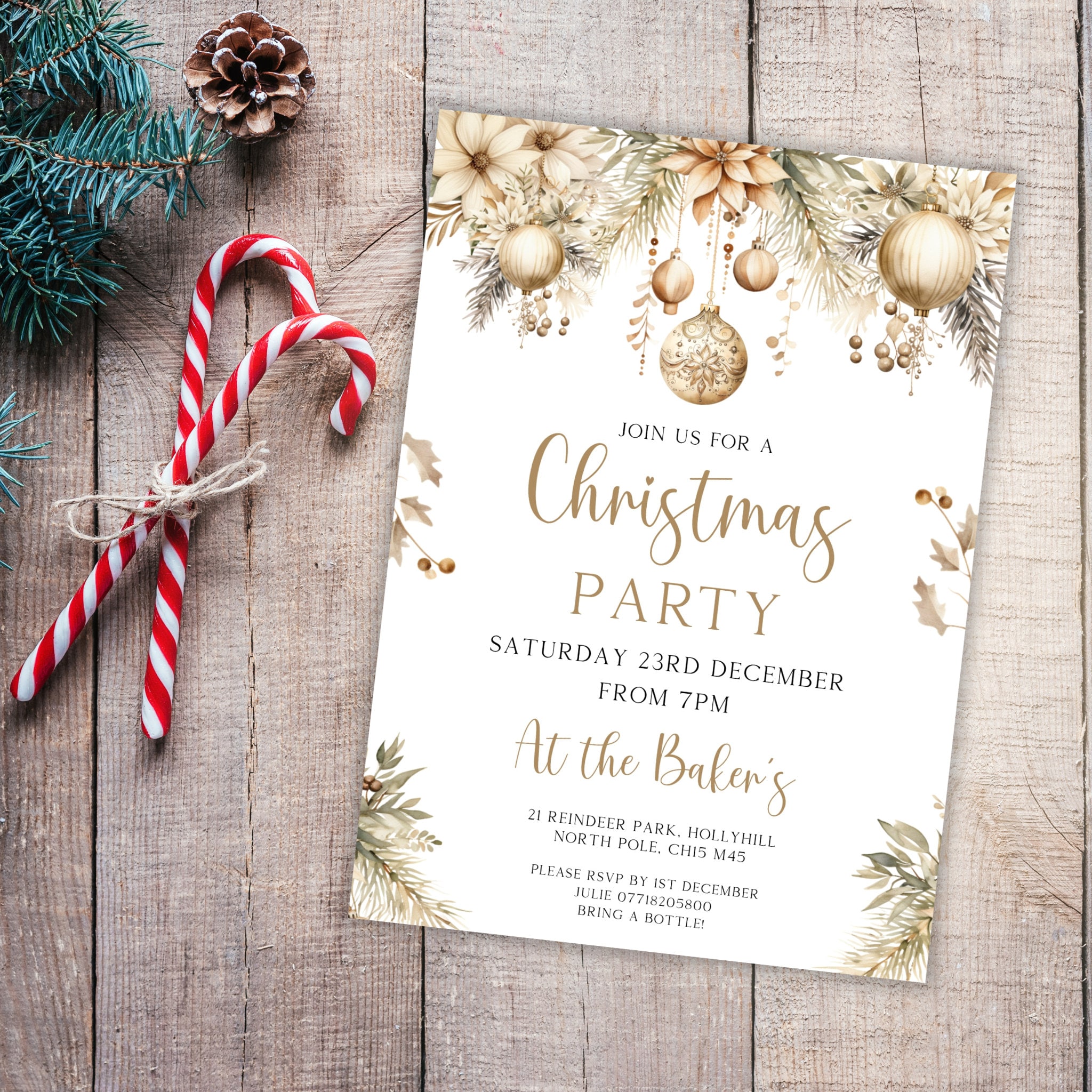 Christmas Party Invitation Editable Boho Christmas Party - Etsy