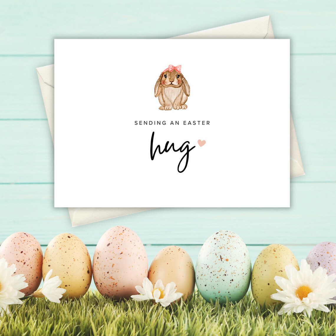 Easter Bunny Card Printable, Bunny Design, Easter Greetings, DIY Easter ...