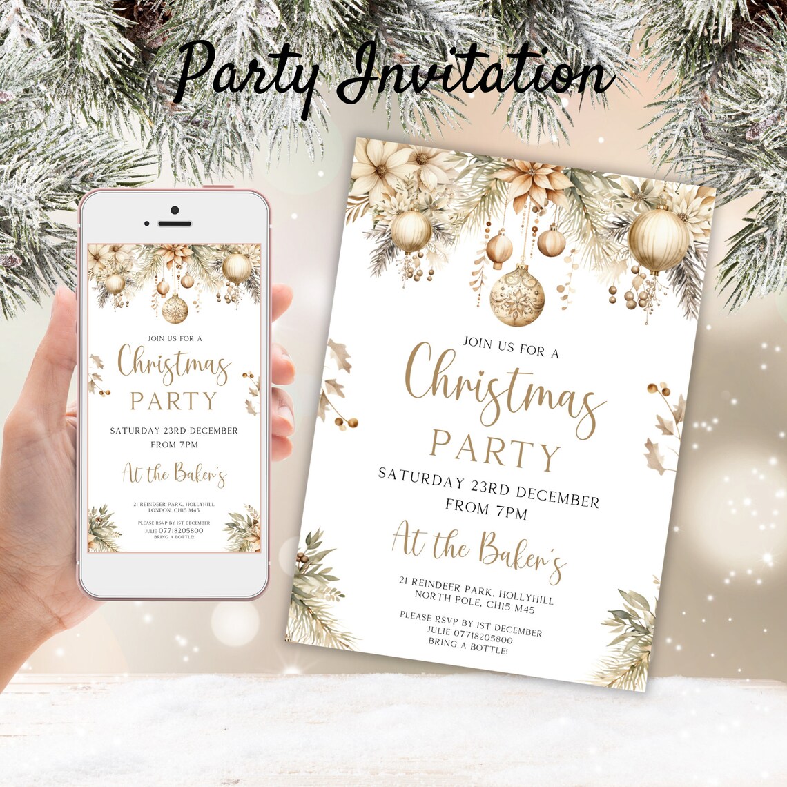 Christmas Party Invitation Editable Boho Christmas Party - Etsy