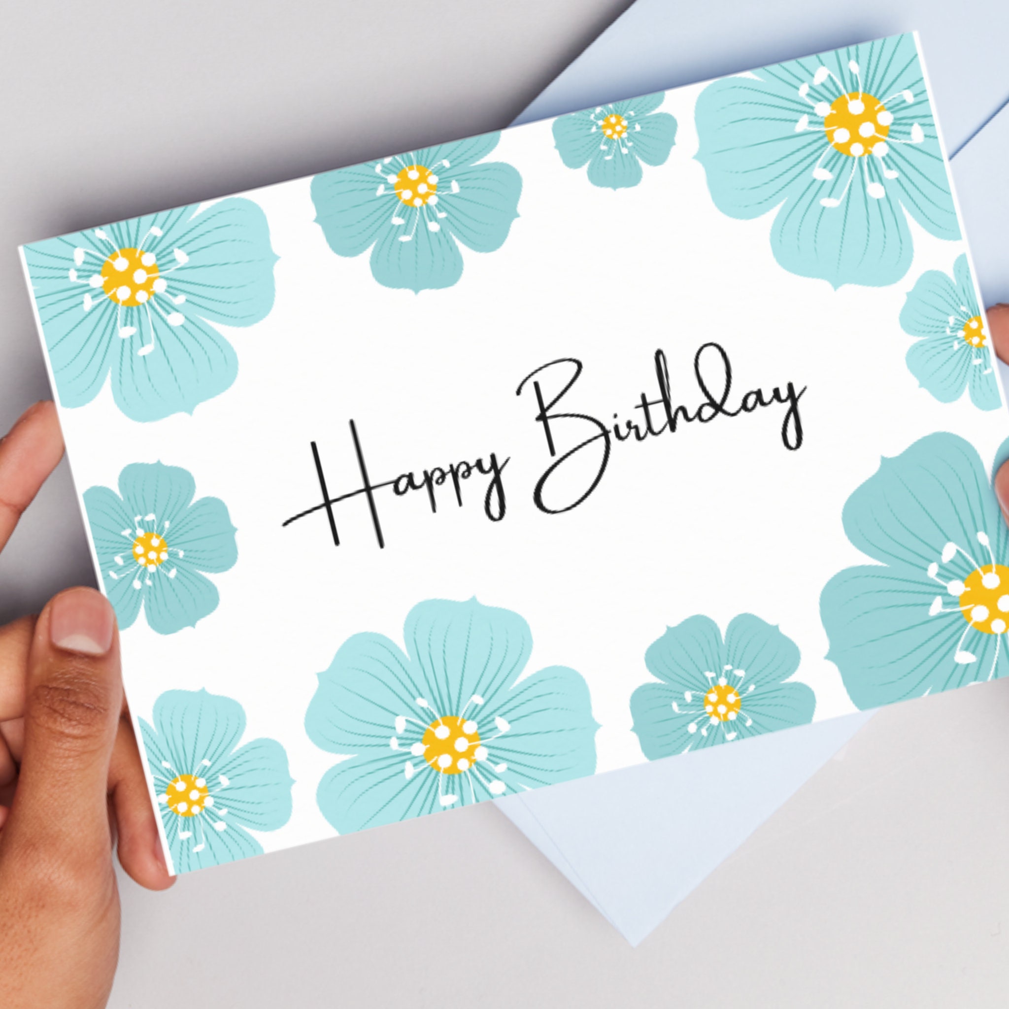 Printable Birthday Card With Flowers, Floral Birthday Printable ...