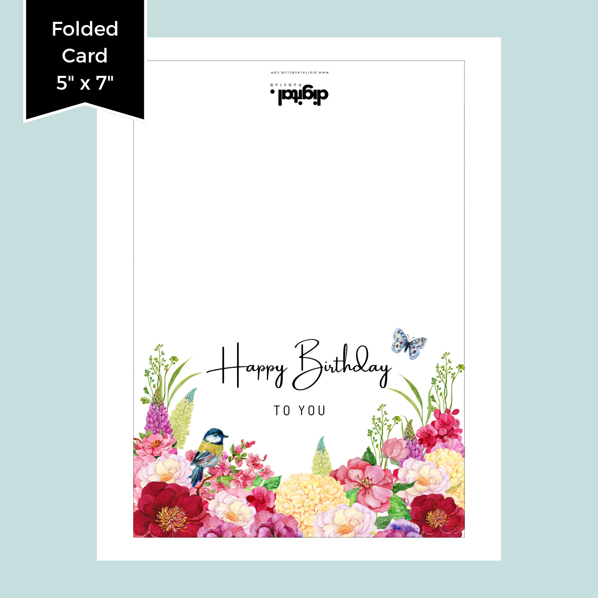 Printable Birthday Card With Flowers Happy Birthday Card - Etsy