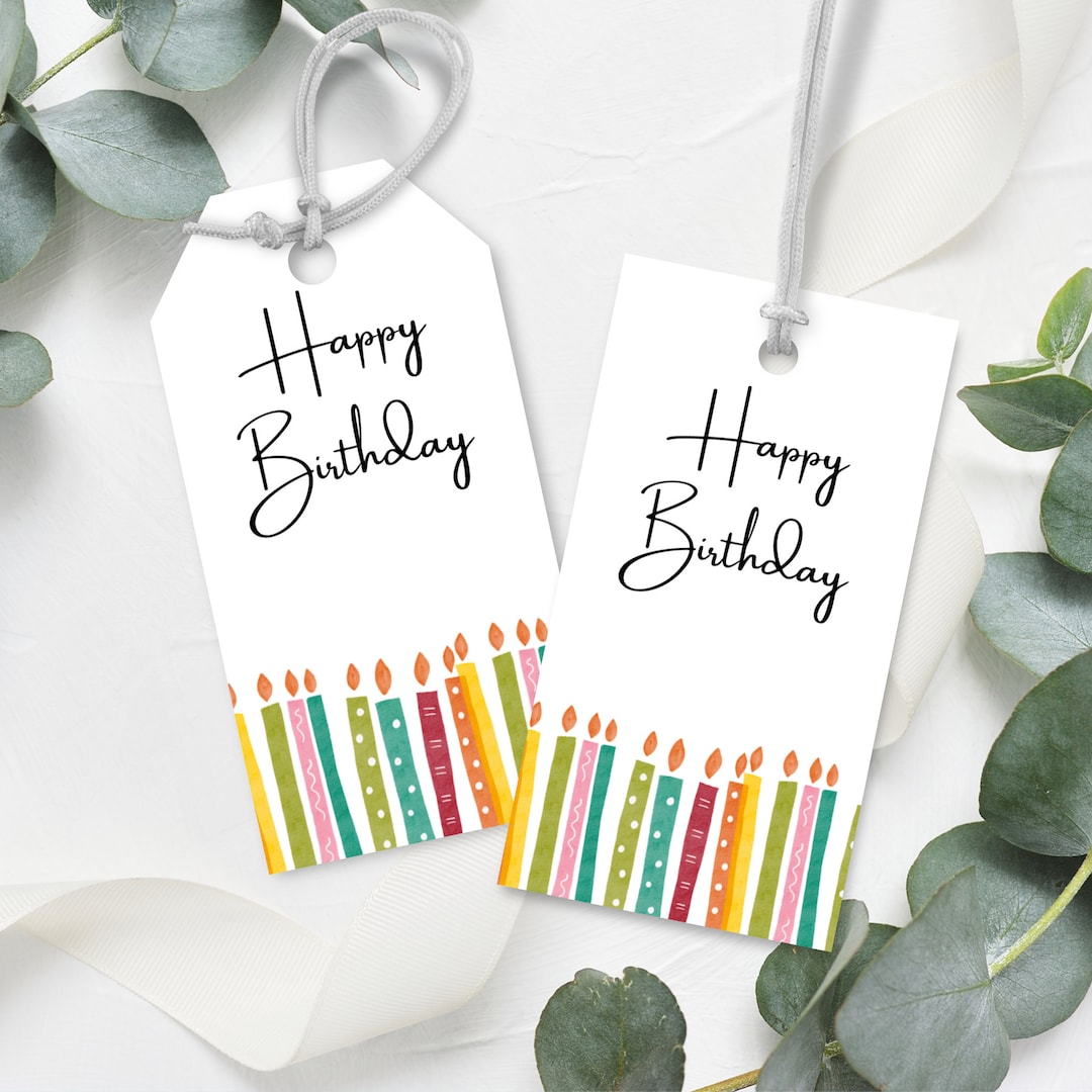 Printable Birthday Gift Tag Instant Download, Favour Tag Candles, Happy ...