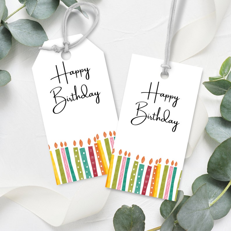 Printable Birthday Gift Tag Instant Download, Favour Tag Candles, Happy ...