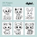 30 Colouring Pages for Kids Printable Cute Pets Colouring - Etsy