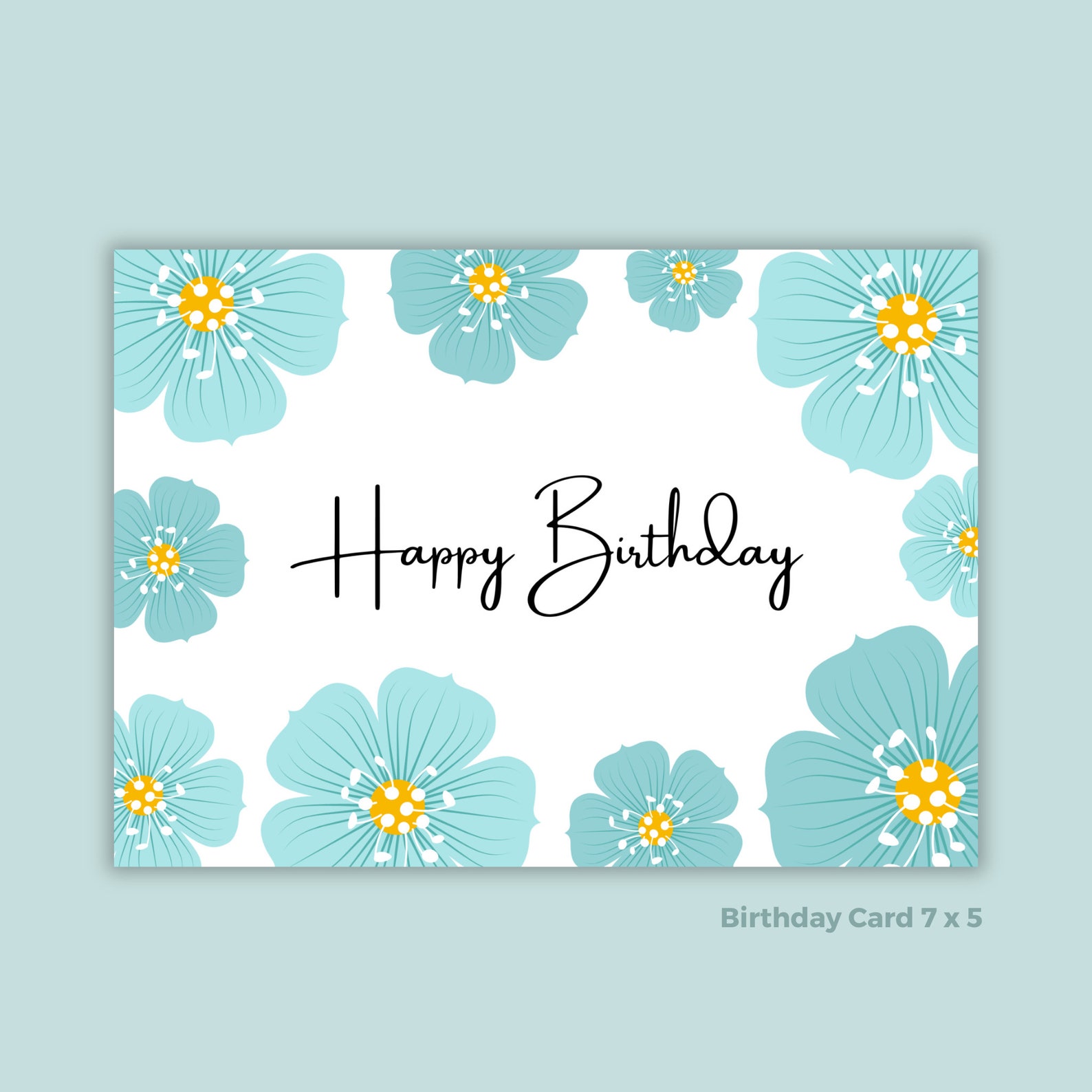 Printable Birthday Card With Flowers, Floral Birthday Printable ...