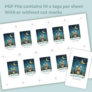 Printable 2x3.5 Christmas Gift Tags, Cute Mouse Holiday Tags, DIY ...