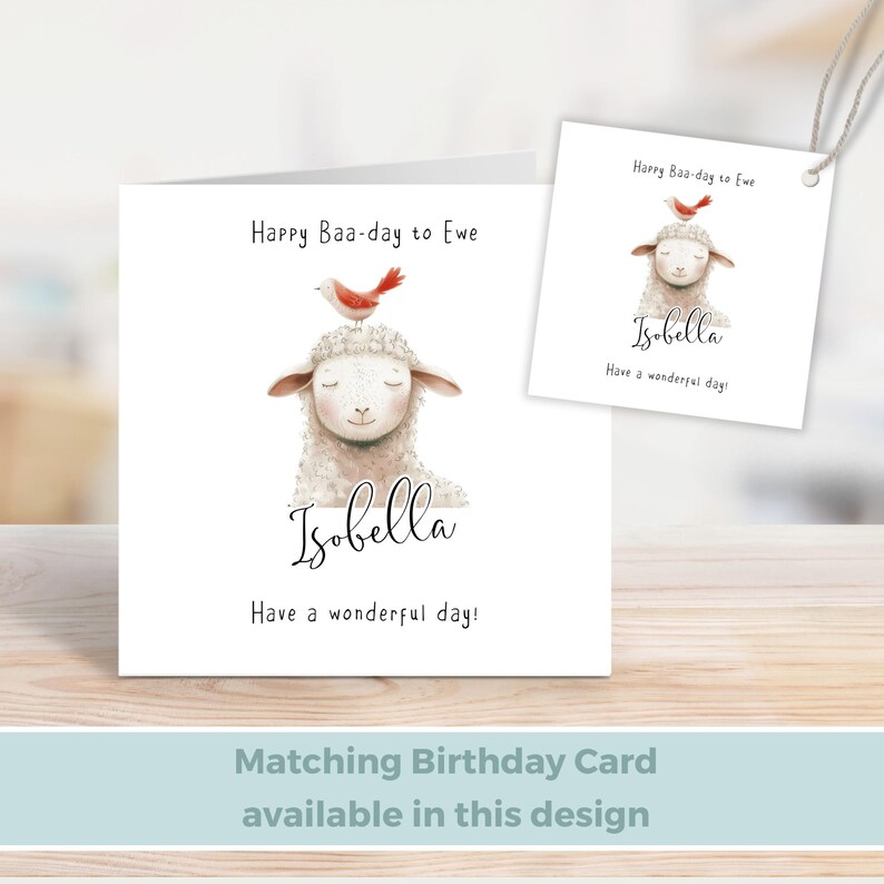 Editable Sheep Birthday Gift Tag, Cute Farm Animal Party Favour ...