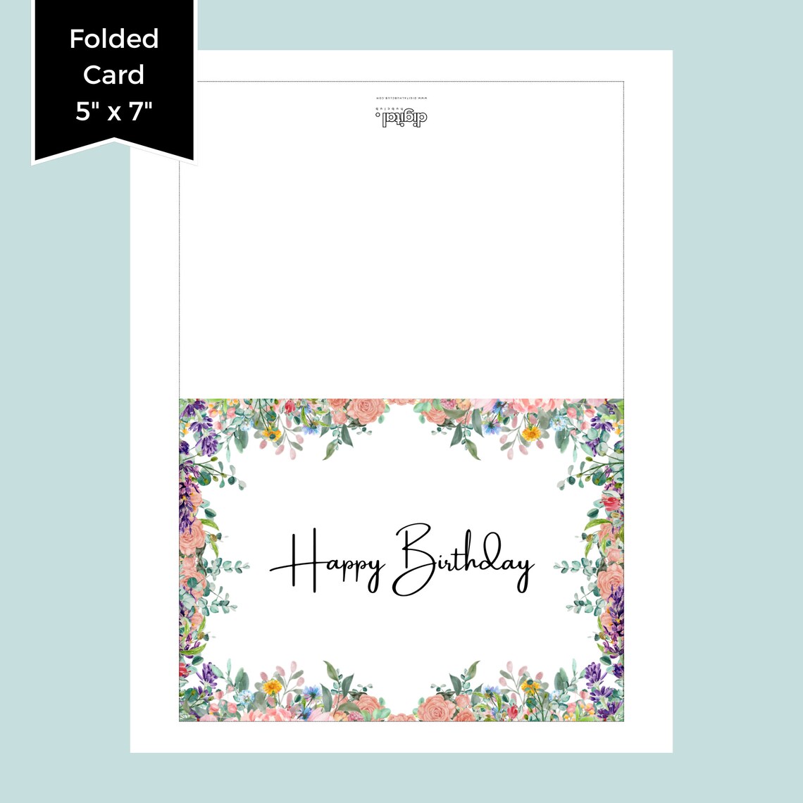 Birthday Card Printable With Flowers Birthday Card Floral - Etsy