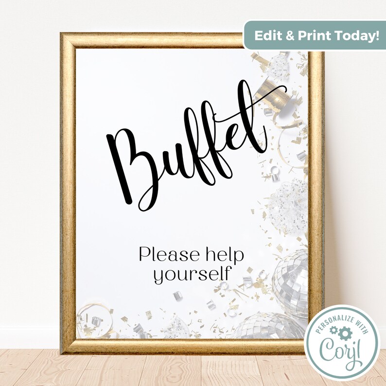 Printable Surprise Birthday Buffet Sign, Birthday Printable Party Sign ...
