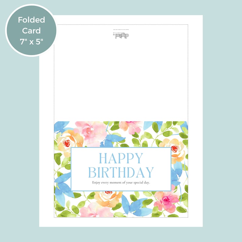Printable Birthday Card With Flowers, Floral Birthday Card, Printable ...