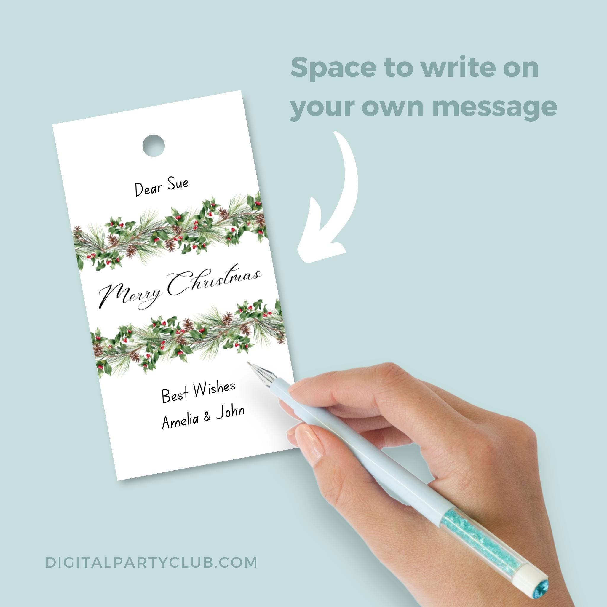 Printable Christmas Gift Tag Instant Download, Festive Christmas Favour ...