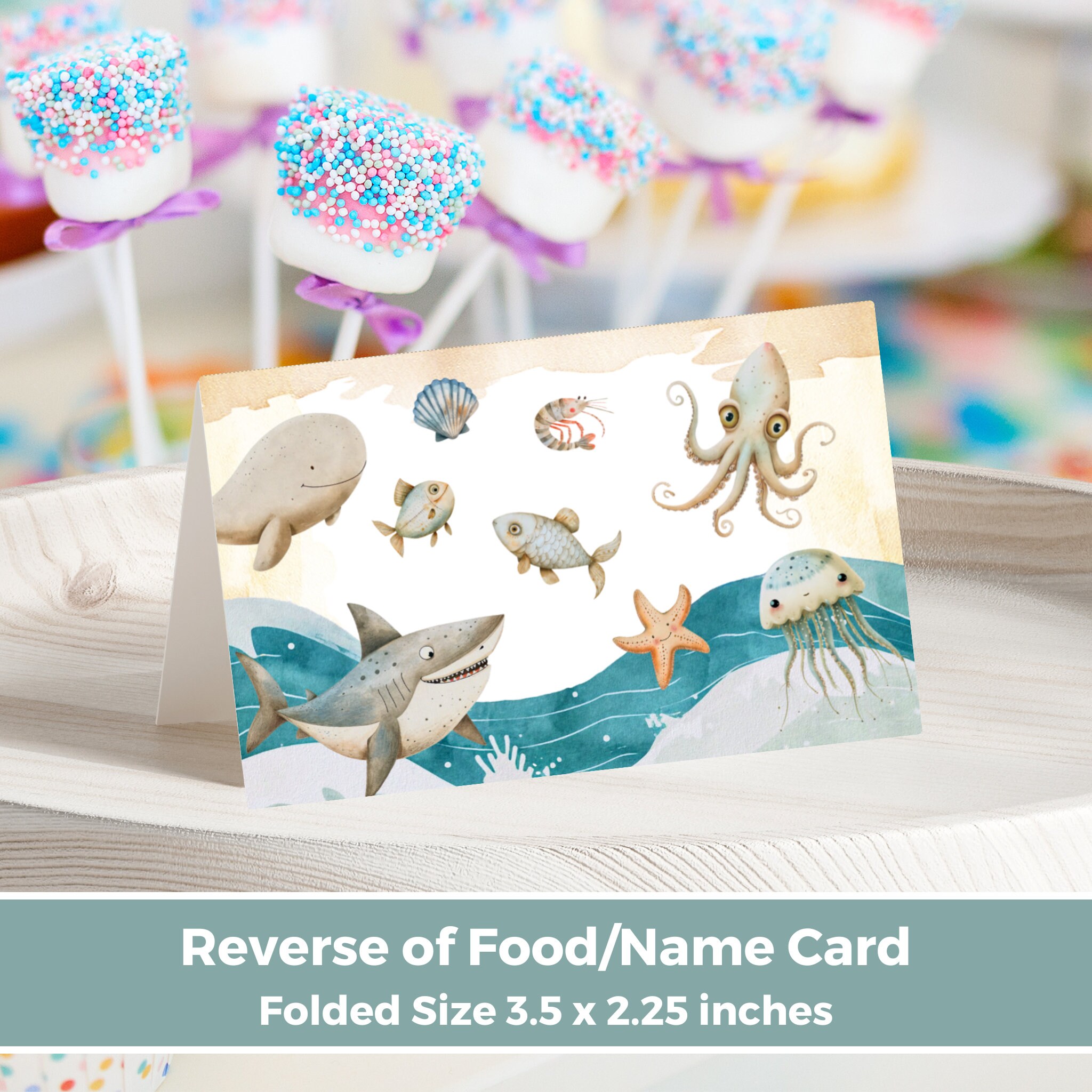 Editable Under the Sea Food Buffet Label Tent Card Food Place Cards ...